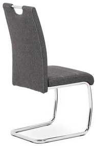 Jídelní židle HC-482 GREY2 látka šedá, bílé prošití, kov chrom