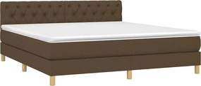 Box spring postel s matrací a LED tmavě hnědá 160x200 cm textil 3133968