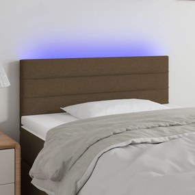 Čelo postele s LED tmavě hnědé 80 x 5 x 78/88 cm textil 3121729