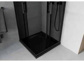 Mexen Rio, čtvercový sprchový kout 80(dveře)x80(dveře)x190 cm, 5mm šedé sklo, černý profil + černá sprchová vanička SLIM, 860-080-080-70-40-4070B