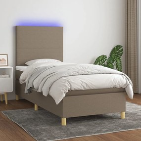 vidaXL Box spring postel s matrací a LED 100x200 cm textil [3135255] Barva: taupe