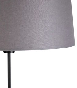 Stojací lampa černá s tmavě šedým plátěným odstínem 45 cm - Parte