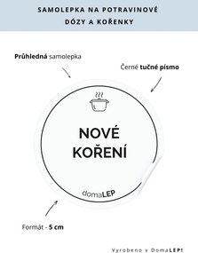 Samolepka na kořenky NOVÉ KOŘENÍ průhledná 5 cm tučné písmo
