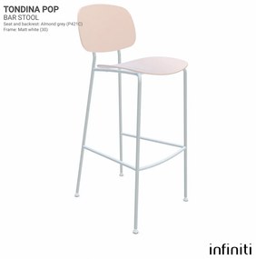Barová židle Tondina Pop Barva kovové konstrukce: Matt white 30, Barva sedáku a opěradla z recyklovaného plastu: Cipria IP480C