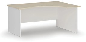 Ergonomický kancelářský pracovní stůl PRIMO WHITE, 1600 x 1200 mm, pravý, bílá/buk