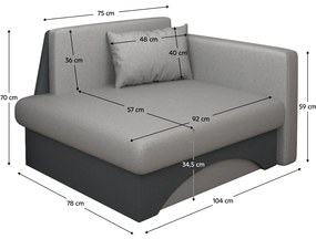 Kondela Rozkládací křeslo, šedá/tmavě šedá, KUBOŠ NEW UNI