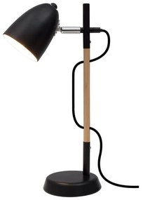 Nova Luce Stolní lampa ALINA černý kov a přírodní Dřevo E27 1x12W
