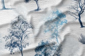 Krepový povlak na polštář Stíny stromů - modrý Velikost: 70 x 90
