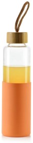 Skleněná láhev Hollie Orange 600 ml bambusové víko