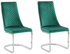 Sada 2 sametových zelených jídelních židlí ALTOONA Beliani
