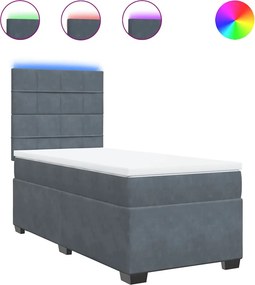 Box spring postel s matrací tmavě šedá 100x200 cm samet 3293135