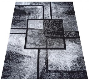 Moderní kusový koberec Soho 16 Geometrický šedý černý Rozměr: 120x170 cm