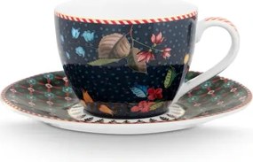 Pip Studio Berry Blues sada 2ks šálků s podšálky 100ml, modré (sada 2ks espresso šálků s podšálky)
