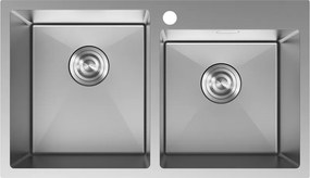 Mexen Xorin, 2-komorový nerezový dřez 780 x 450 mm, broušená ocel, 6441782000-01