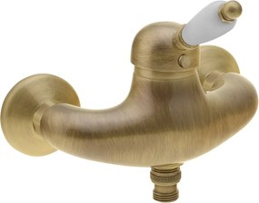 Sapho Sapho, KIRKÉ WHITE nástěnná sprchová baterie, bílá páčka, bronz, KI11BB