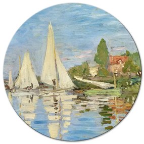 Kulatý obraz Regata v Argenteuil, Claude Monet - krajina s plachetnicemi na řece