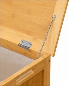 koš na prádlo, s víkem, 80 l, bambus/dřevo, 63x51x28 cm, přírodní, Dekorino KP20260010