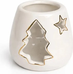 Svícen na čajové svíčky 9,4 × 9,4 × 7,7 cm, bílá, keramický