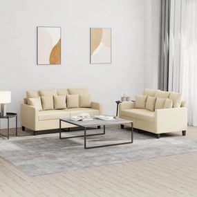 2dílná sedací souprava s poduškami krémová textil 3201650