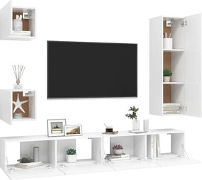 5dílný set TV skříněk bílý kompozitní dřevo 3078697