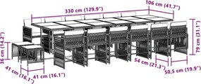 17dílný zahradní jídelní set s poduškami mix béžové polyratan 3211728
