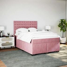 Box spring postel s matrací růžová 160x200 cm samet 3290971