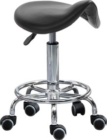 HOMCOM Vysoké Křeslo na Kolečkách, Výškově Nastavitelné, Polstrované Ergonomické Pěnové Sedadlo, Moderní a Univerzální Design, 36,5x37,5x51-66 cm, Čer