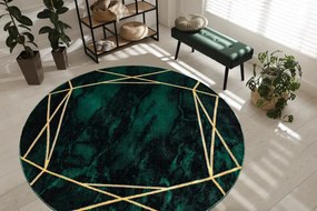 Dywany Łuszczów, POŠKOZENÝ Kusový koberec Emerald 1022 green and gold kruh, 120x120 (průměr) kruh, zelená, ložnice