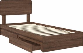 Postel s úložným prostorem se zásuvkou Hnědý dub 75 x 190 cm 3412331