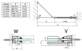 Polysan FORTIS LINE sprchové dveře do niky 800mm, čiré sklo, levé FL1480L