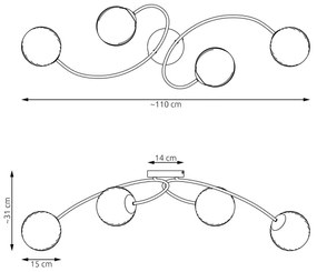 Přisazený lustr VIBRA 4xE14/10W/230V černá/bílá