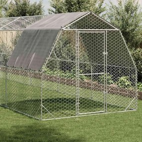 Výběh pro slepice se střechou 2,5x12x2,25 m pozinkovaná ocel 3328530