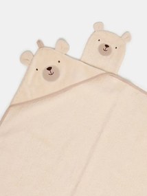 Sinsay - Bavlněný ručník s kapucí s motivem medvídka a mycí žínkou 2 pack - béžová
