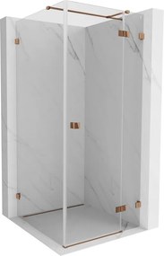 Mexen Lunar T, výklopný sprchový kout pravý 110 x 110 cm, 8mm čiré sklo, profil růžové zlato, 834T-110-110-60-00-P