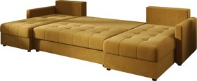 Rozkládací sedací souprava do U VENORIA 285x146 cm, hořčicová + 2 polštářky ZDARMA