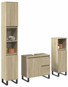 3dílný set koupelnového nábytku dub sonoma kompozitní dřevo 3307678