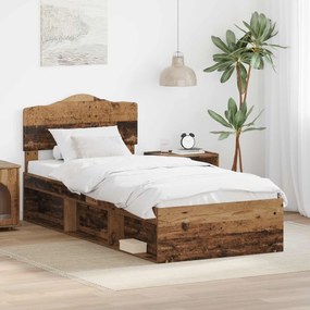 Rám postele s čelo Staré dřevo 75 x 190 cm Masivní borové dřevo 3412968