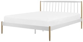 Kovová postel 140 x 200 cm bílo hnědá MAURS Beliani