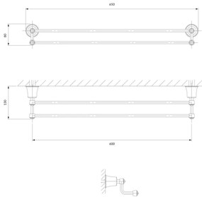 OMNIRES AL53226CR - Nástěnný věšák na ručníky ART LINE 65 cm lesklý chrom