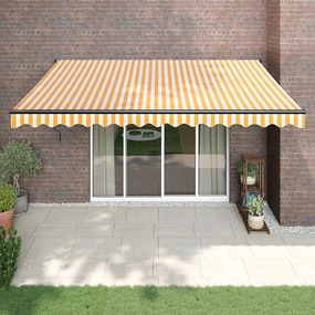 vidaXL Zatahovací markýza antracitová a bílá 4,5 x 3 m textil a hliník [3215701] Barva: žlutá a bílá (antracitový rám)