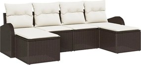 Set pohovek 6 ks Hnědá a bílá polyratan 3354817