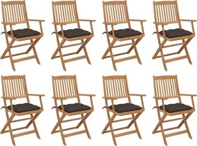 vidaXL Skládací zahradní židle s poduškami 8 ks masivní akácie [3075101] Barva: taupe