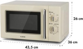 Klarstein Caroline, mikrovlnná trouba 20 l, 700/1000 W, Ø 25.5 cm, quickselect, retro, krémová