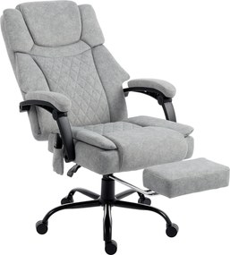 HOMCOM kancelářské křeslo s masáží — ergonomické polohovatelné vyhřívané manažerské křeslo se širokým sedákem, vzhled sametu, výškově nastavitelné, s…
