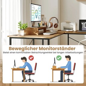 Costway Počítačový stůl ve tvaru L konvertibilní s odnímatelným stojanem