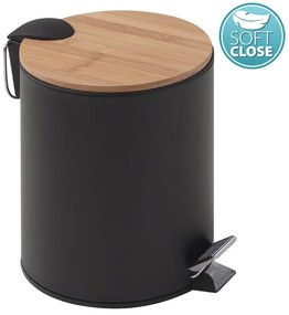 Gedy Gedy, KENTA odpadkový koš 3l, Soft Close, černá mat/bambus, 1309