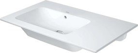 Duravit ME by Starck - Umyvadlo 83x49 cm, s přepadem, bez otvoru pro baterii, odkládací plocha vpravo, DuraShield, bílá 234583AA60