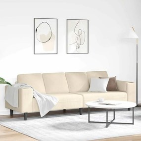 Pohovka Krémová 250 x 77 x 76 cm Žebrovaná látka 3335102