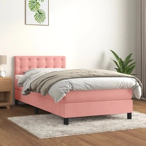 Box spring postel s matrací růžová 80 x 200 cm samet 3141514