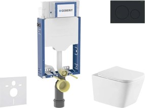 Geberit Kombifix - Set předstěnové instalace, klozetu Arkas I a sedátka softclose, tlačítko Sigma20, matná černá/černá SANI15CA5166